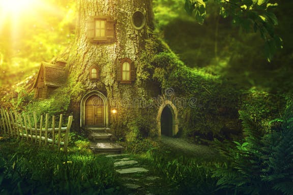 Fantasy tree house stock photo. Image of magic, fantasy - 104765716