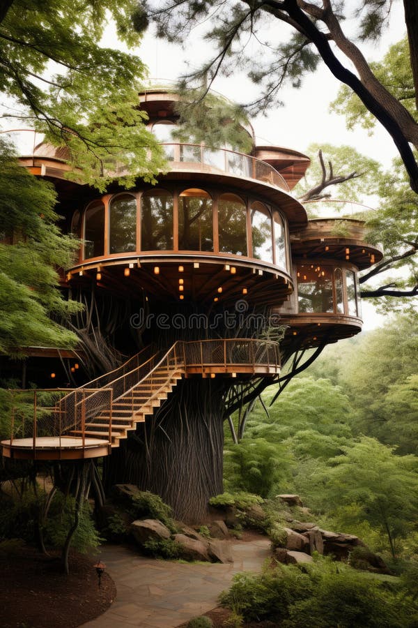 Fantasy Tree House. Fairytale Fantasy Landscape, Tree House Stock ...