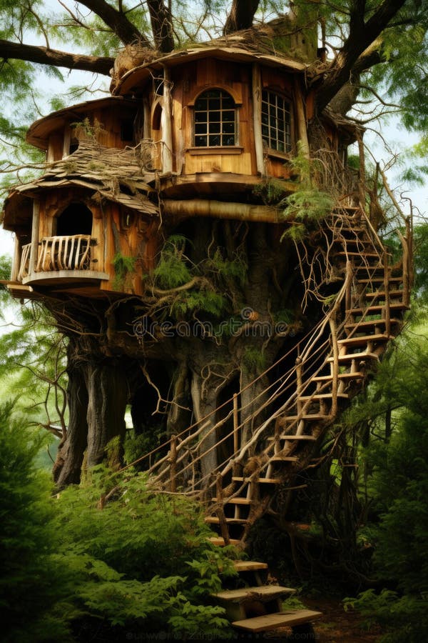 Fantasy Tree House. Fairytale Fantasy Landscape, Tree House Stock ...