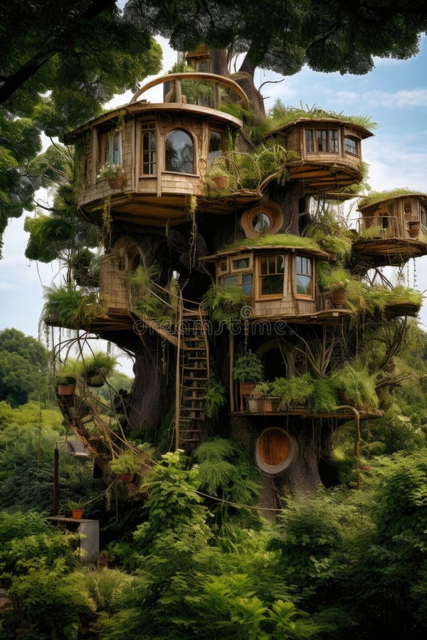 Fantasy Tree House. Fairytale Fantasy Landscape, Tree House Stock ...