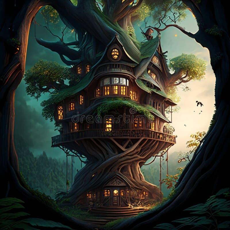 Fantasy Tree House Stock Illustrations – 15,542 Fantasy Tree House ...