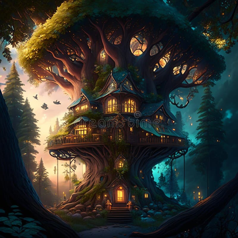 A Fantasy Tree House is a Whimsical and Magical Structure Nestled ...