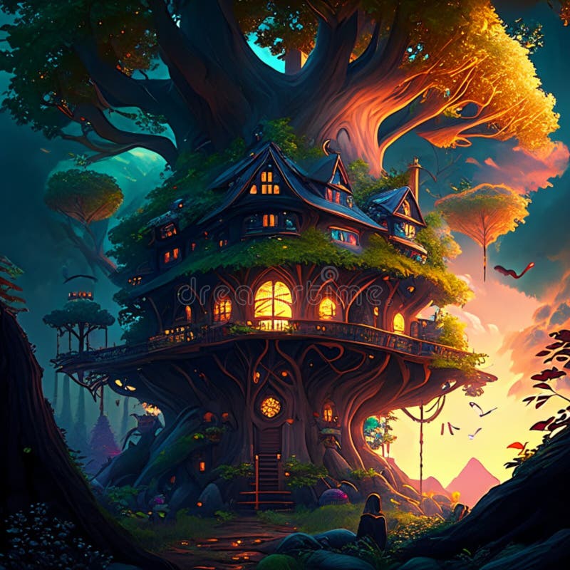 A Fantasy Tree House is a Whimsical and Magical Structure Nestled ...