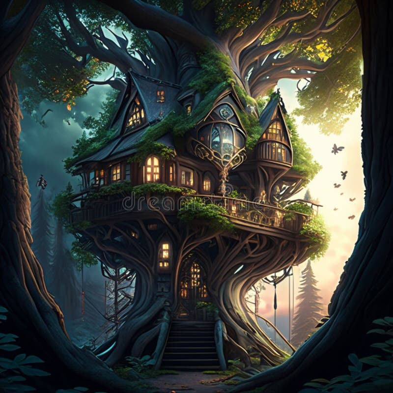 A Fantasy Tree House is a Whimsical and Magical Structure Nestled ...