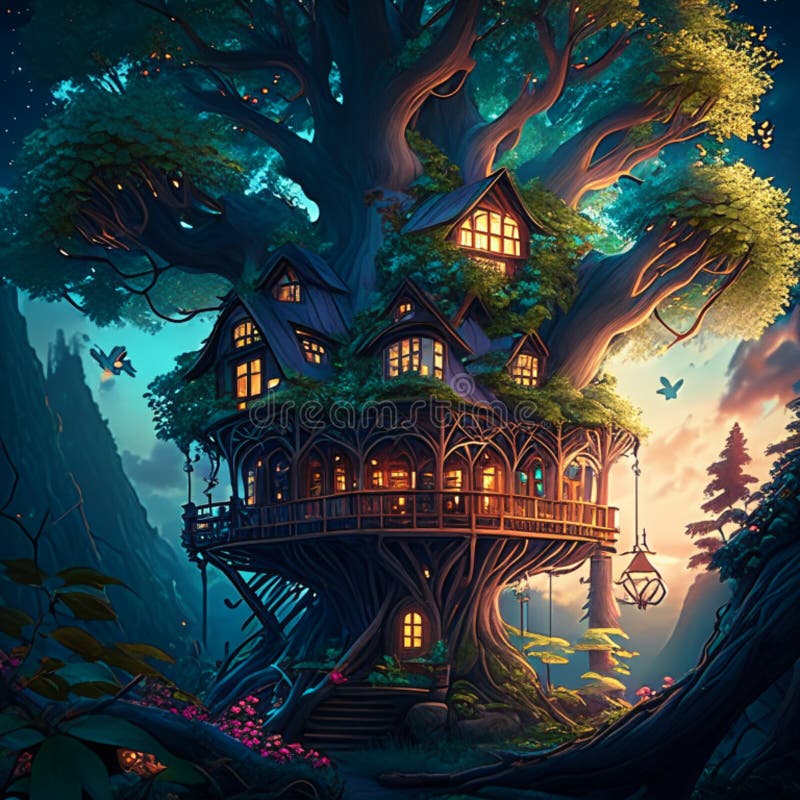 A Fantasy Tree House is a Whimsical and Magical Structure Nestled ...
