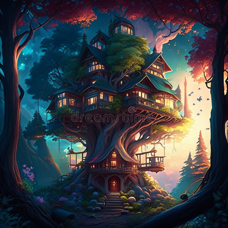 A Fantasy Tree House is a Whimsical and Magical Structure Nestled ...