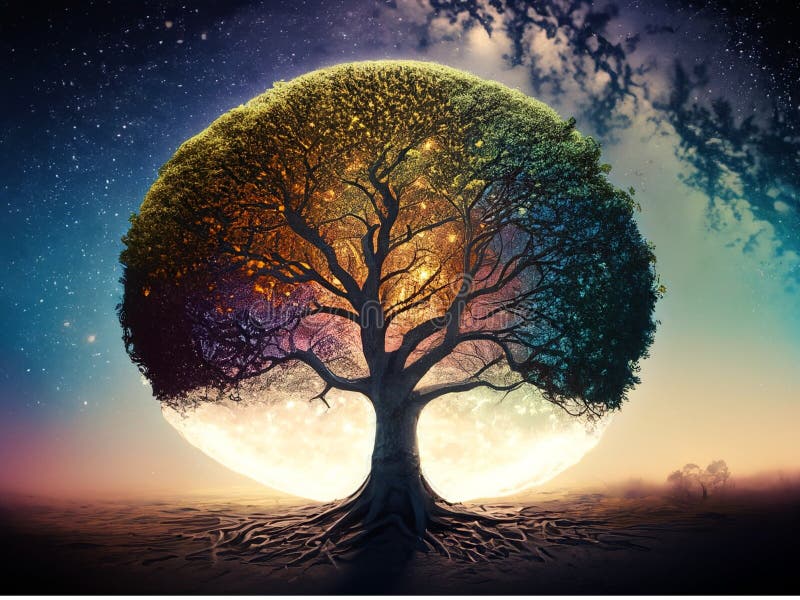 Fantasy Tree with Many Colors Stock Image - Image of blue, purple ...