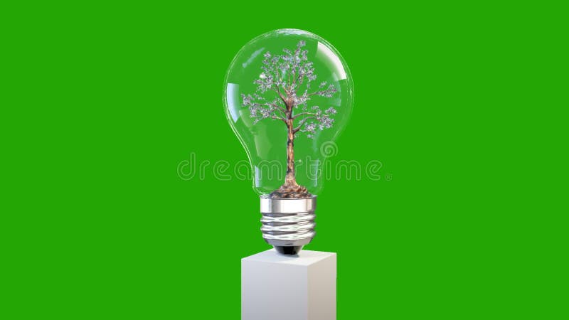 Fantasy Tree Turning Inside of a Lightbulb, Green Energy, Seamless Loop ...