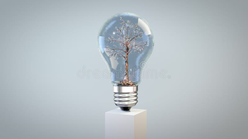 Fantasy Tree Turning Inside of a Lightbulb, Green Energy, Seamless Loop ...