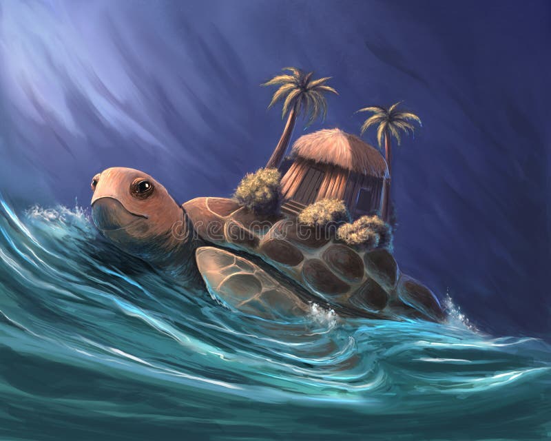 Fantasy turtle in water stock illustration. Illustration of coast ...