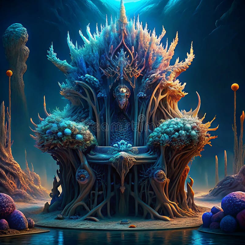 Fantasy Underwater Throne stock illustration. Illustration of ...