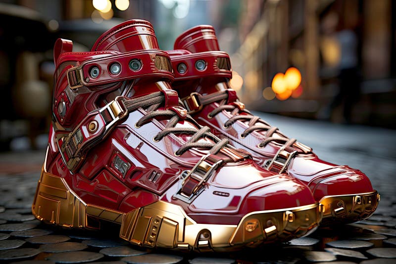 Fantasy Unique Shoes or Sneakers Stock Illustration - Illustration of ...