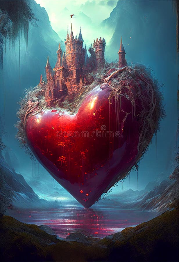 Fantasy Valentine Heart Illustration Created with Generative AI Stock ...