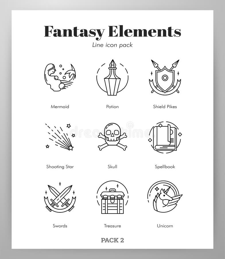 Fantasy icons Line pack stock vector. Illustration of magic - 152079820