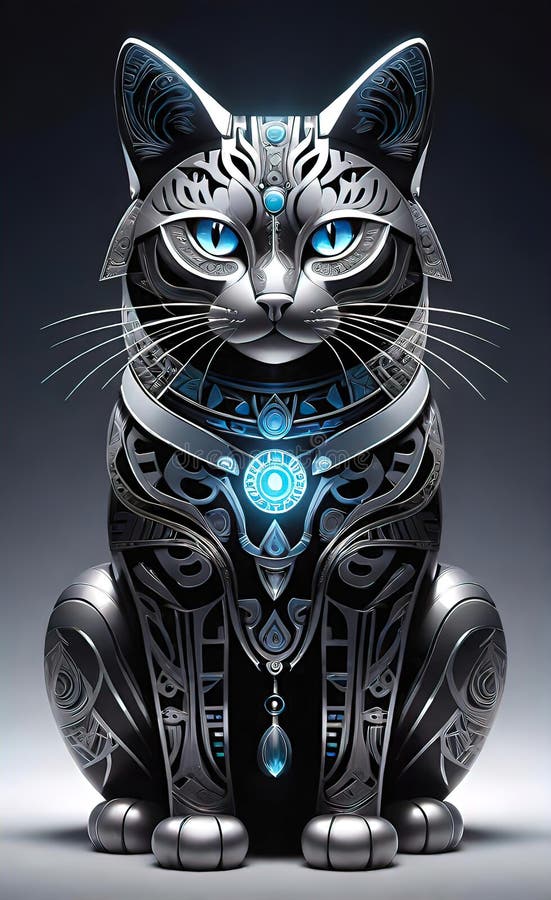 Fantasy Vector Image of a Cat in Ethnic Patterns, Backgrounds for ...