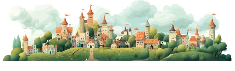 Fantasy Village Vector Flat Minimalistic Isolated Illustration Stock ...