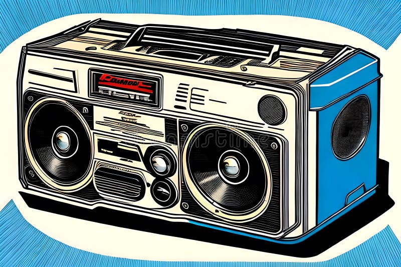 Fantasy vintage boom box stock illustration. Illustration of disco ...