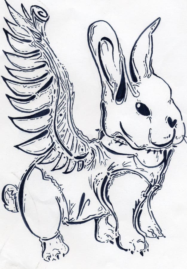 Fantasy Rabbit Pointing the Way Stock Illustration - Illustration of ...