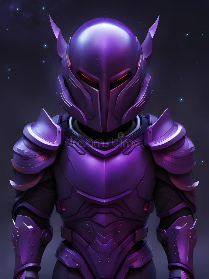 Alien Warrior in Purple Helmet, Ai Generated Stock Illustration ...