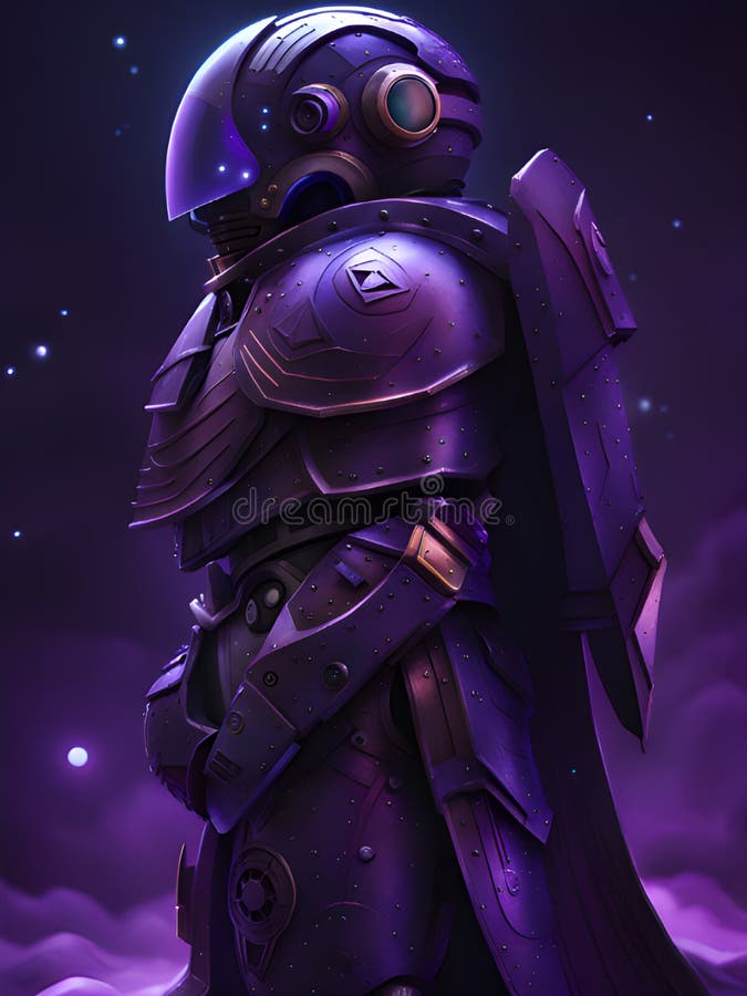 Alien Warrior in Purple Helmet, Ai Generated Stock Illustration ...