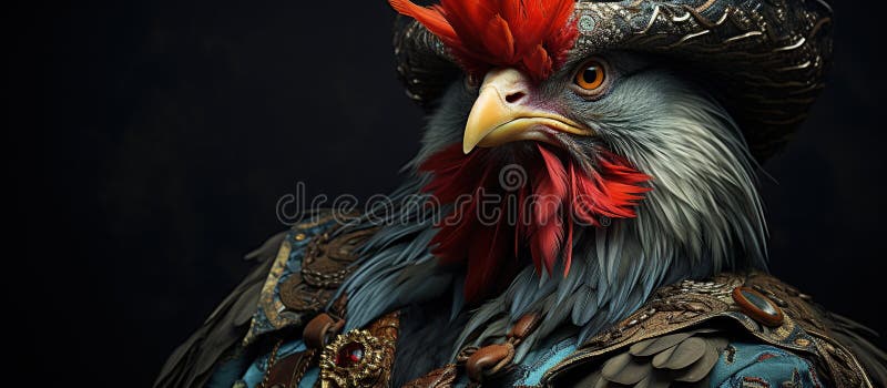 Fantasy Warrior with a Rooster Head Stock Illustration - Illustration ...