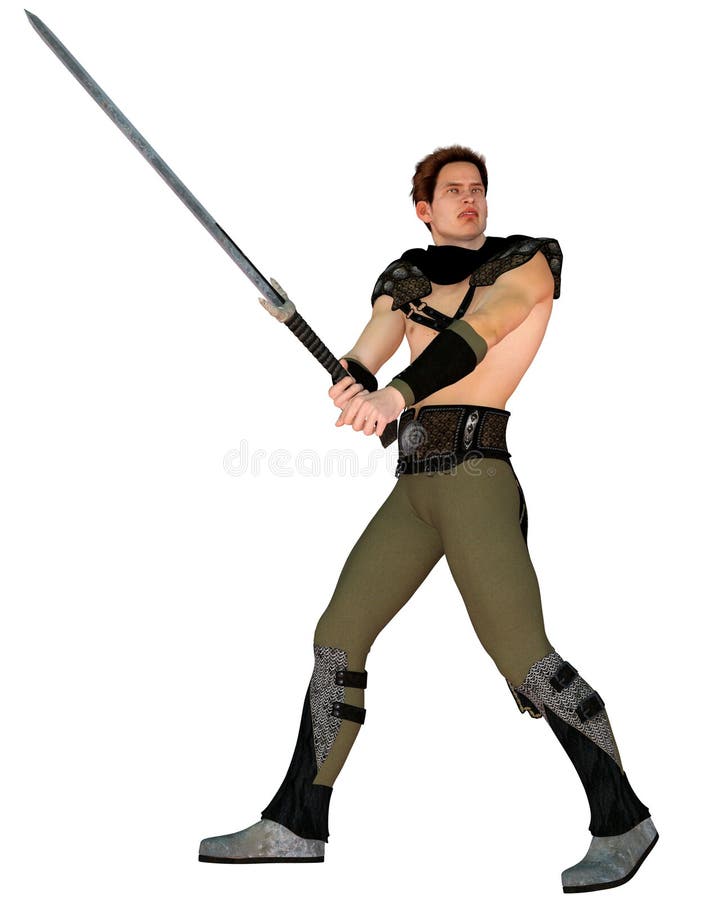 Fantasy Warrior Sword Pose stock illustration. Illustration of sword ...