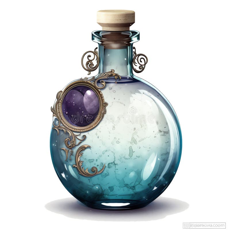 Watercolor Potion Bottle. Love Potion and Elixir Hand Drawn ...