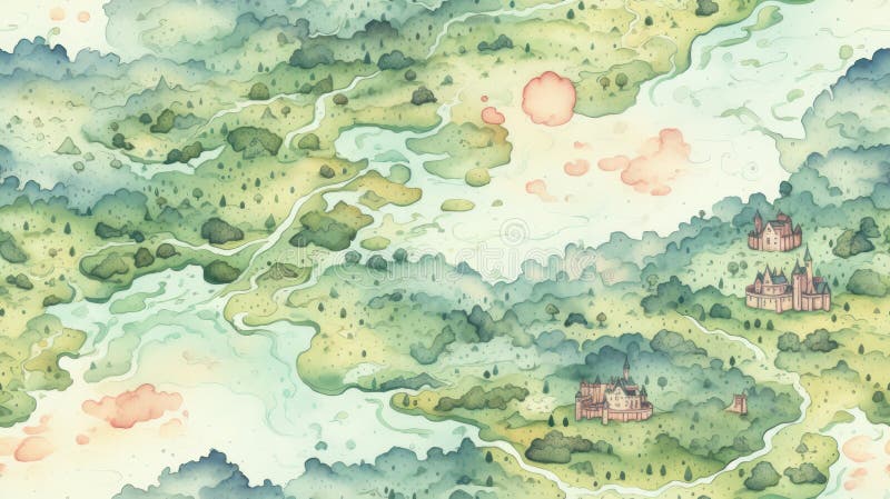 Fantasy Watercolor Seamless Pattern Tile AI Generated Stock ...