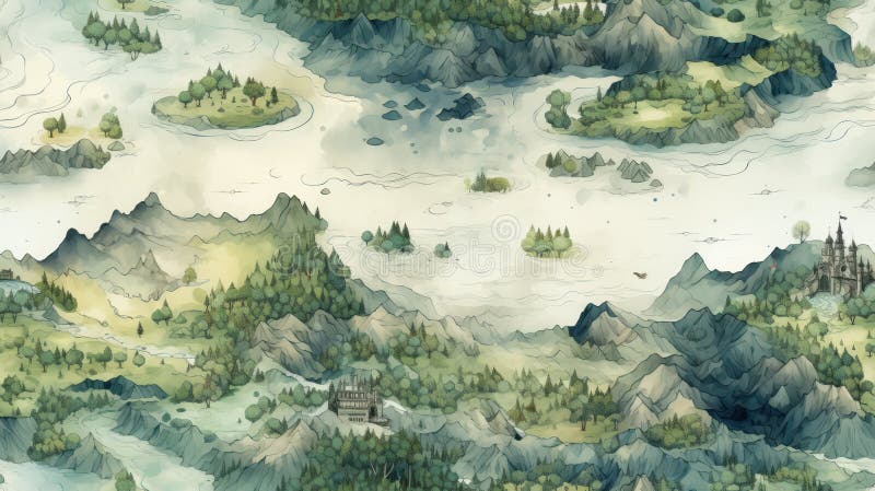 Fantasy Watercolor Seamless Pattern Tile AI Generated Stock ...