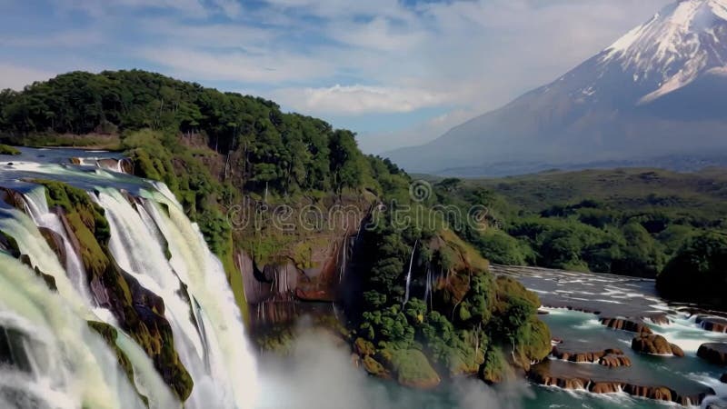 Fantasy Waterfall and Mountain Scenery. Imaginary View Stock Video ...
