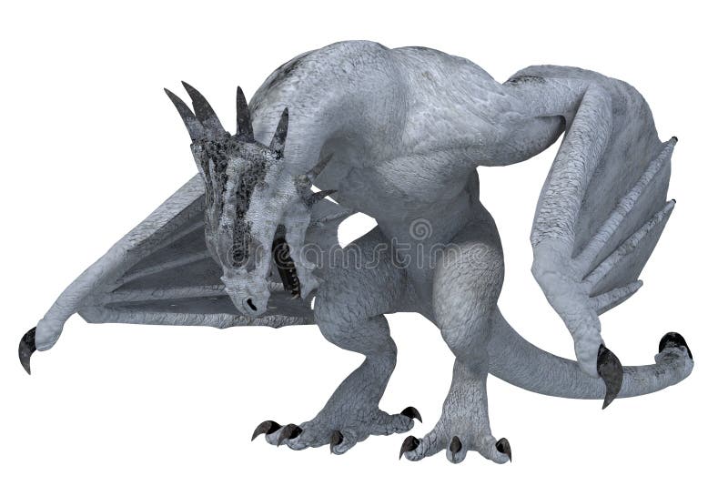 Fantasy white dragon stock illustration. Illustration of character ...