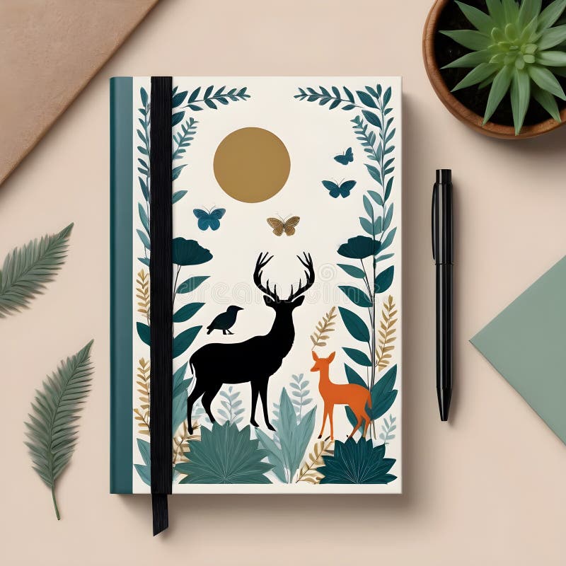 Fantasy Wildlife Notebook Mockup for Creative Projects Stock ...