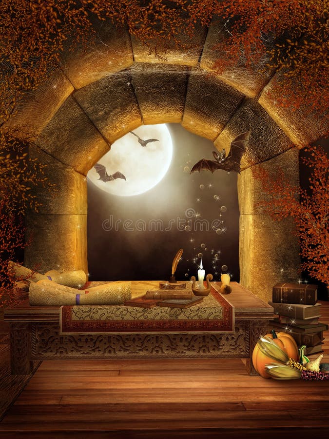 Fantasy Window With Lanterns Stock Illustration - Illustration of ...