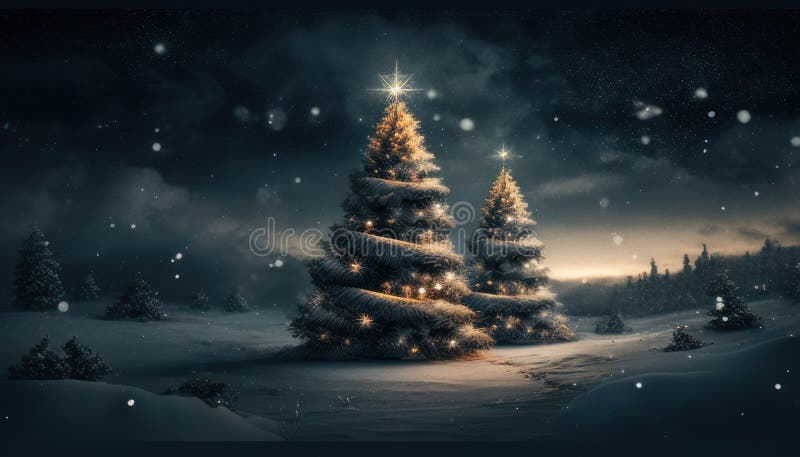 Fantasy Winter Landscape with Snowy Fir Trees. 3D Rendering Stock ...