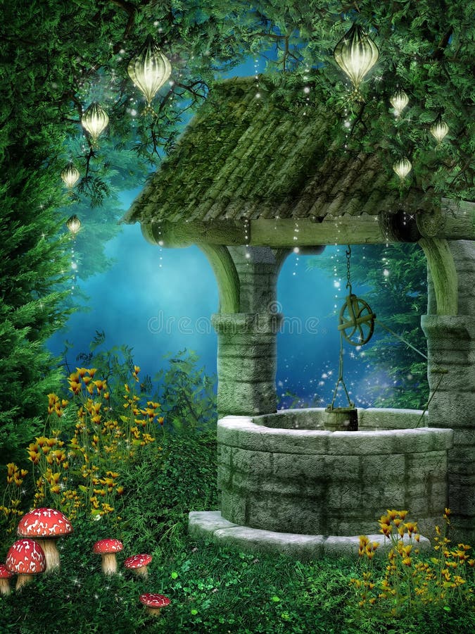 Fantasy wishing well stock illustration. Illustration of wishing - 18571739