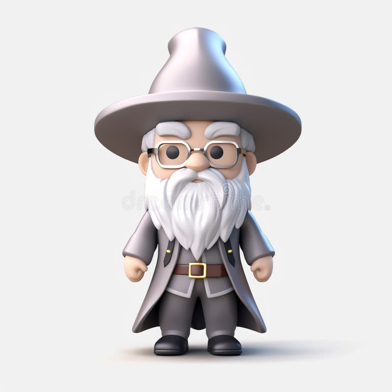 Fantasy Wizard or Bearded Magician Cartoon Character in Magic Hat and ...