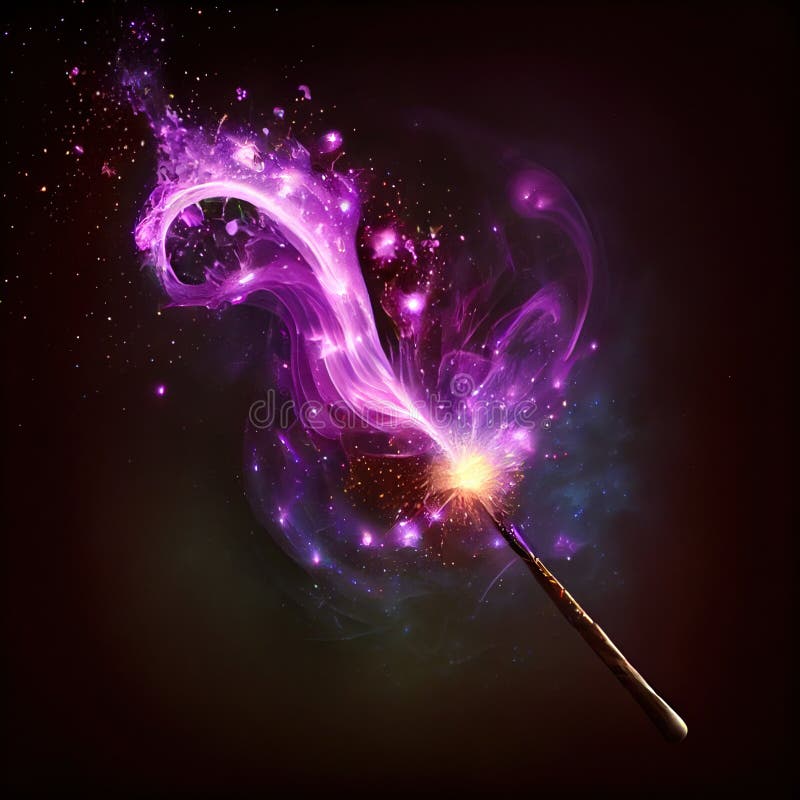 Generative AI: Fantasy Wizard Magic Wand Stock Illustration ...