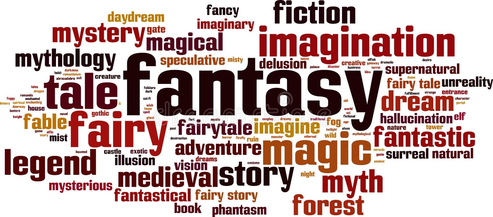 Fantasy word cloud stock vector. Illustration of illusion - 277649368