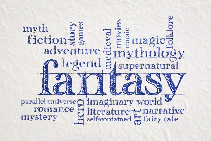 Fantasy Word Cloud on Paper Stock Illustration - Illustration of ...