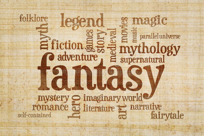 Fantasy Word Cloud on Papyrus Paper Stock Image - Image of supernatural ...