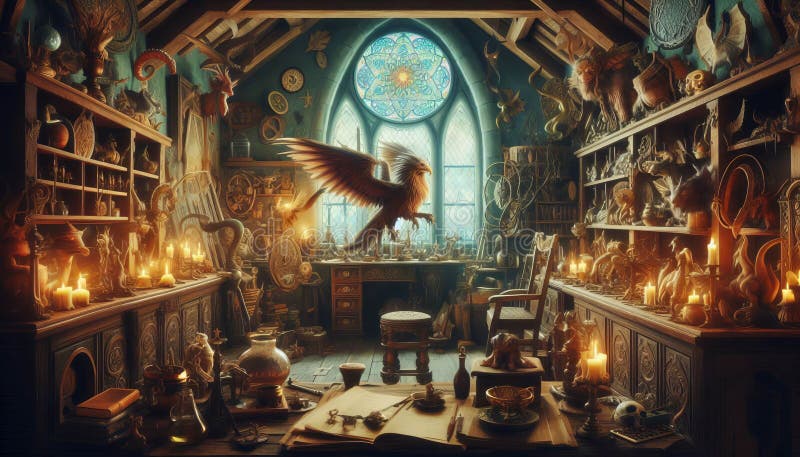 The Fantasy Workshop a Room Filled with Magical Artifacts Mythic Stock ...