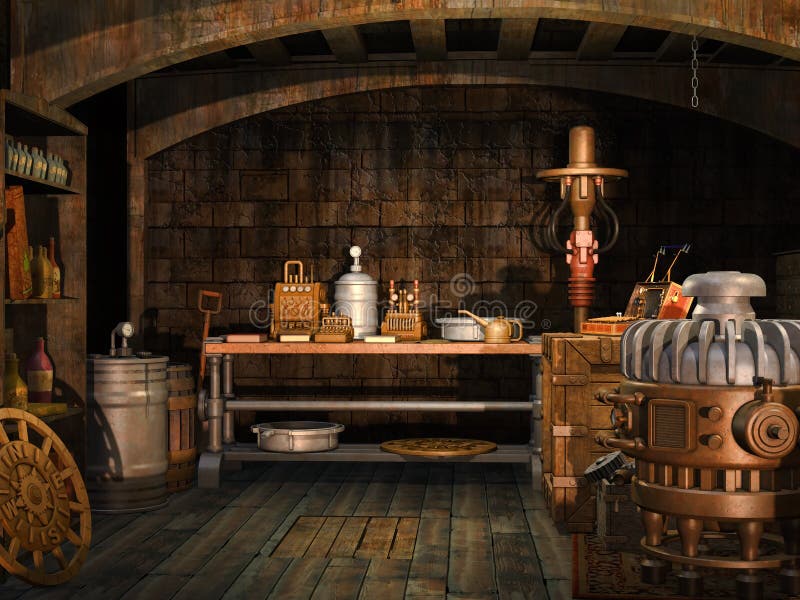 Fantasy workshop stock illustration. Illustration of retro - 32654258