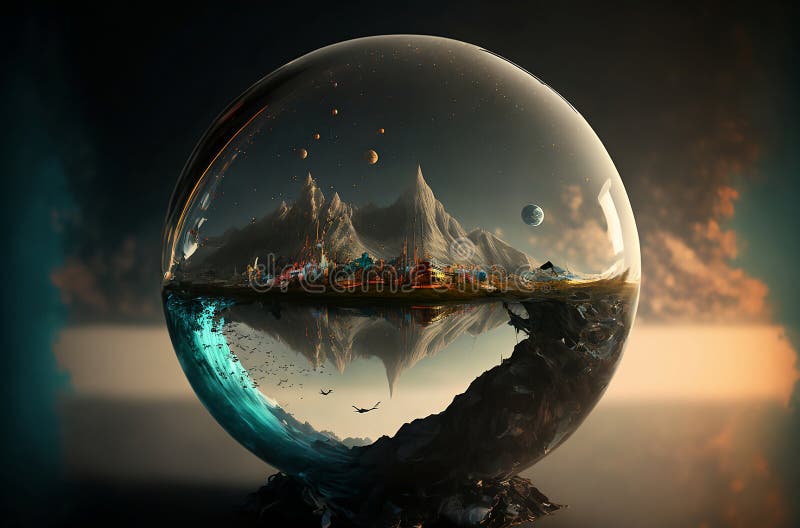 Fantasy World in Bubble As Planet Stock Illustration - Illustration of ...
