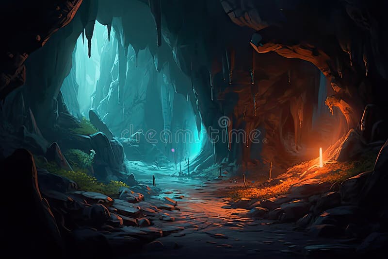 Fantasy World, Cave, Game Background, RPG, Gital Illustration Stock ...