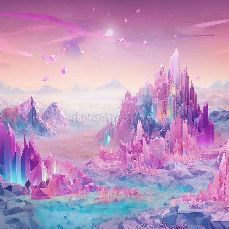 Fantasy Crystalized World in Bright Colors. Created Using Ai Generative ...