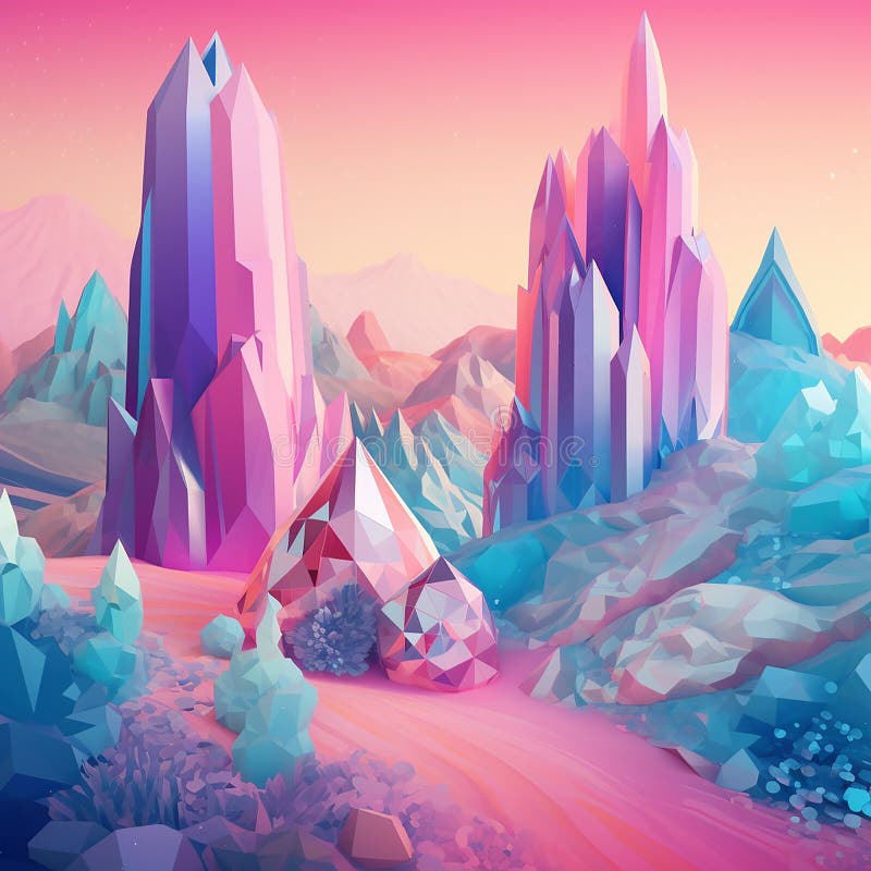 Fantasy Crystalized World in Bright Colors. Created Using Ai Generative ...