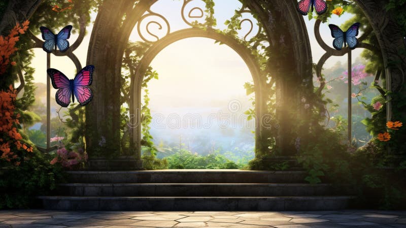 Fantasy World. Enchanted Forest with Magic Lights, Beautiful ...