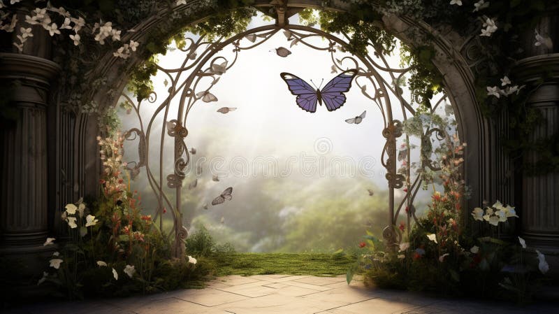 Fantasy World. Enchanted Forest with Magic Lights, Beautiful ...