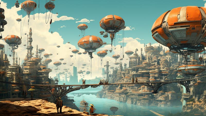 Fantasy World with Floating Structures in a Fantasy Style Setting ...