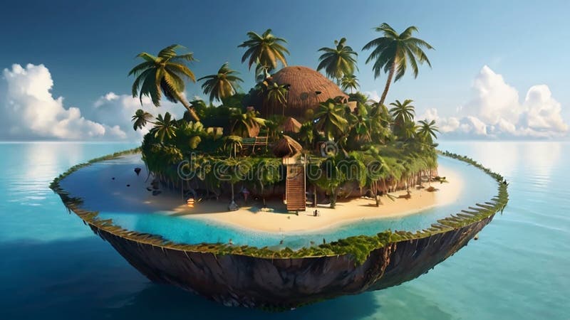 Fantasy World, Floating Island on Water, Covered Island Fantasy World ...